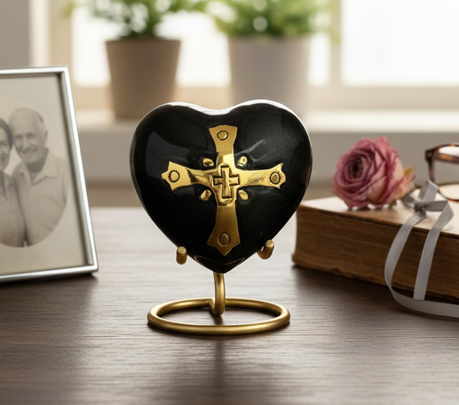 Esplanade Brass Cremation Mini Heart Urn Keepsake Memorial, Small Urn ...
